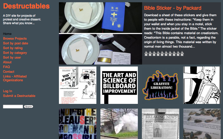 Destructables: A DIY Site for Projects of Protest and Creative Dissent ...